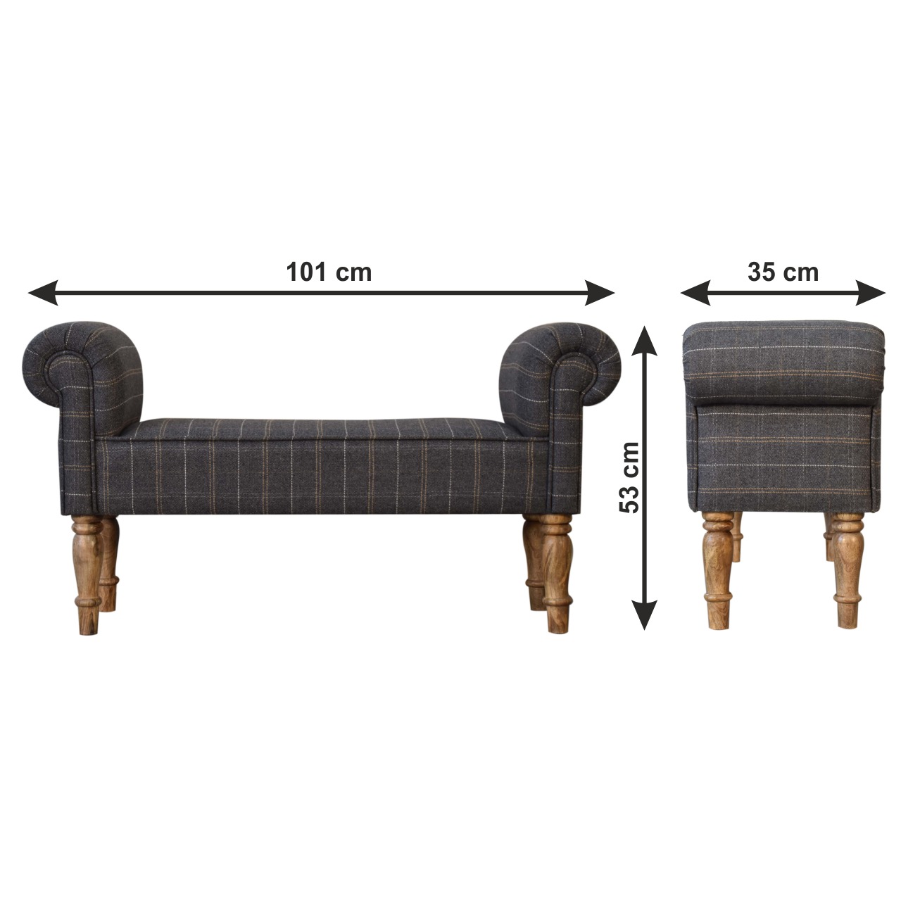 Bedroom Bench with Turned Feet (Various colours) – Paramount Media